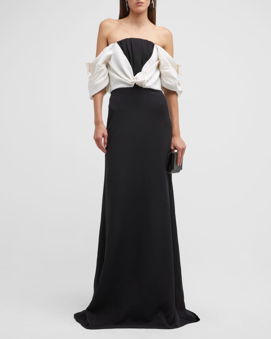 Hellessy Lea Off-The-Shoulder Draped Jacket Gown | Neiman Marcus