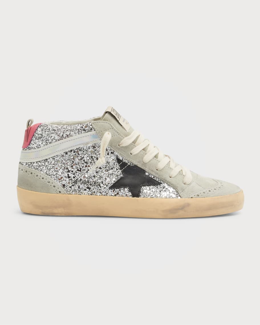 Golden Goose Midstar Glitter Wing-Tip Sneakers | Neiman Marcus