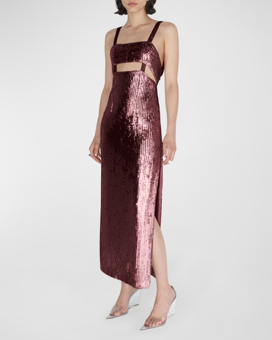 Galvan Rebecca Cutout Sequin Strappy Gown | Neiman Marcus