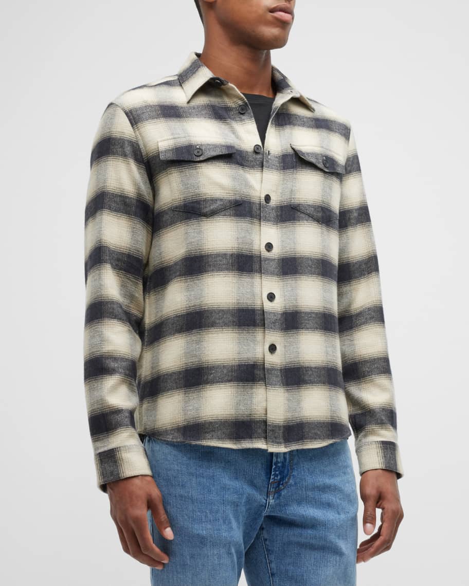 FRAME Men's Plaid Flannel Sport Shirt | Neiman Marcus