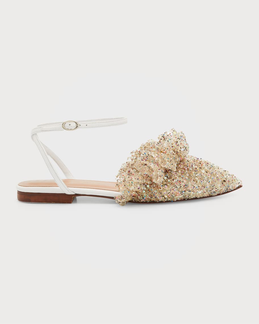 Andrea Wazen Franca Tulle Ballerina Flats | Neiman Marcus