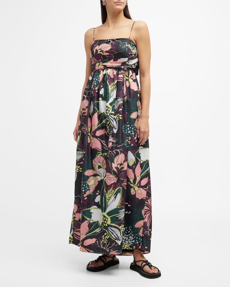 Tanya Taylor Arabeth Tie-Back Spaghetti-Strap Maxi Dress | Neiman Marcus