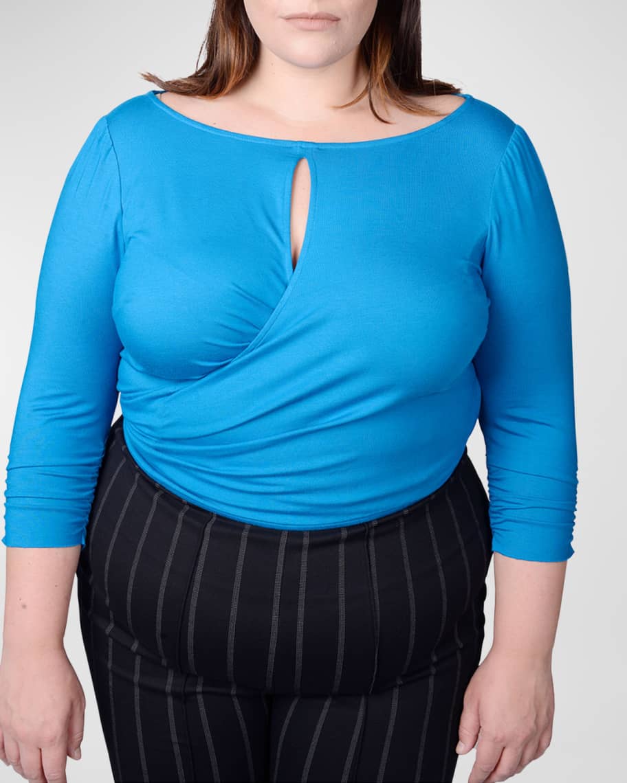 Mayes NYC Plus Size Tamara Knit Keyhole Wrap Top | Neiman Marcus