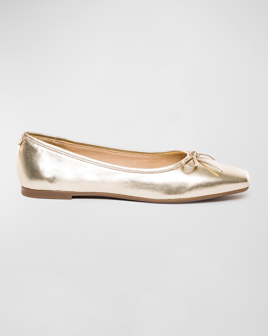 Bernardo Gwynn Metallic Bow Ballerina Flats | Neiman Marcus