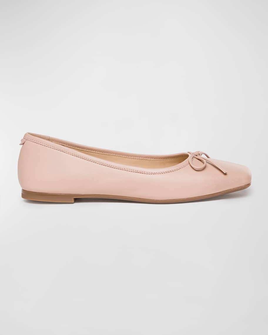 Bernardo Gwynn Leather Bow Ballerina Flats | Neiman Marcus