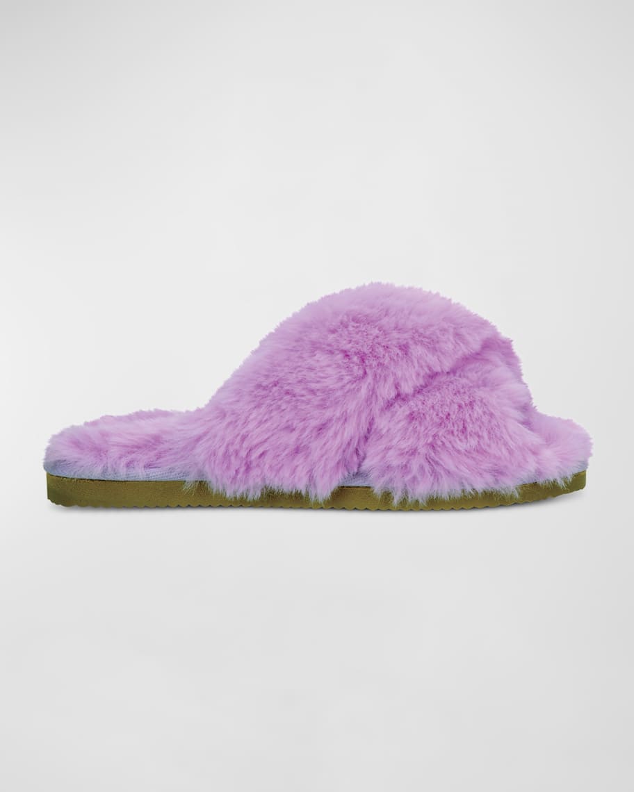 Iscream Kid's Furry Crossover Slippers, Size S-L | Neiman Marcus