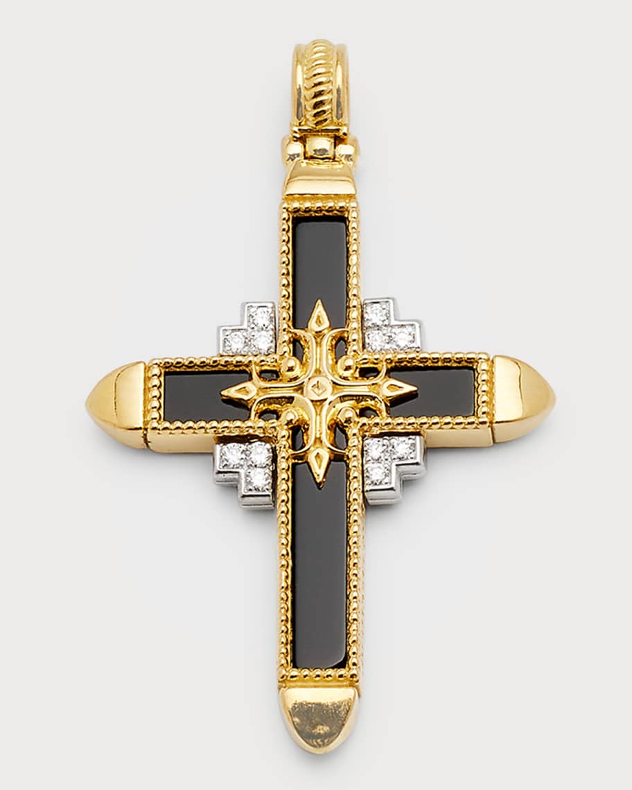 Konstantino 18K Gold Diamond and Onyx Cross Pendant | Neiman Marcus