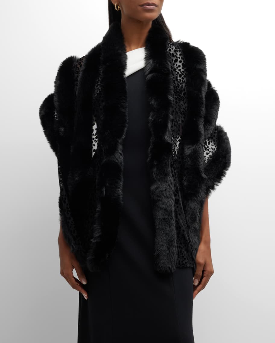 Adrienne Landau Leopard Velvet & Faux Fur Shawl | Neiman Marcus
