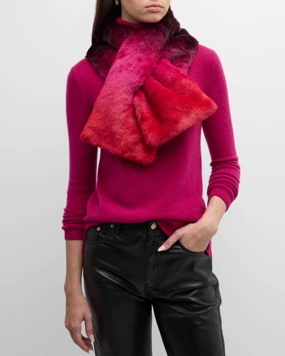 Adrienne Landau Ombre Faux Fur Pull-Through Scarf | Neiman Marcus