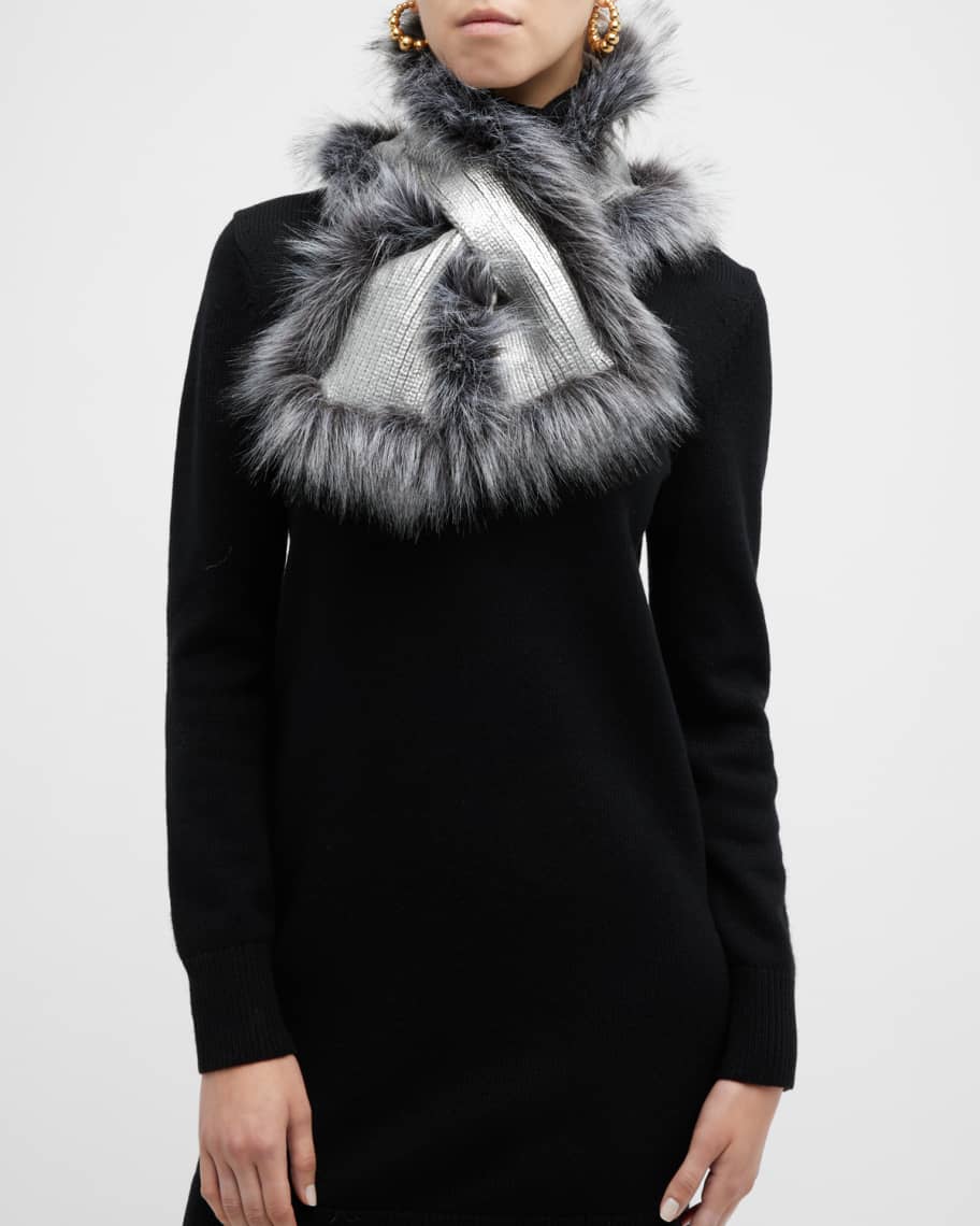 Adrienne Landau Metallic Faux Fur Scarf | Neiman Marcus