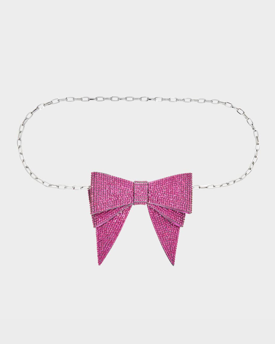 Judith Leiber Couture Crystal Bow Chain Belt | Neiman Marcus