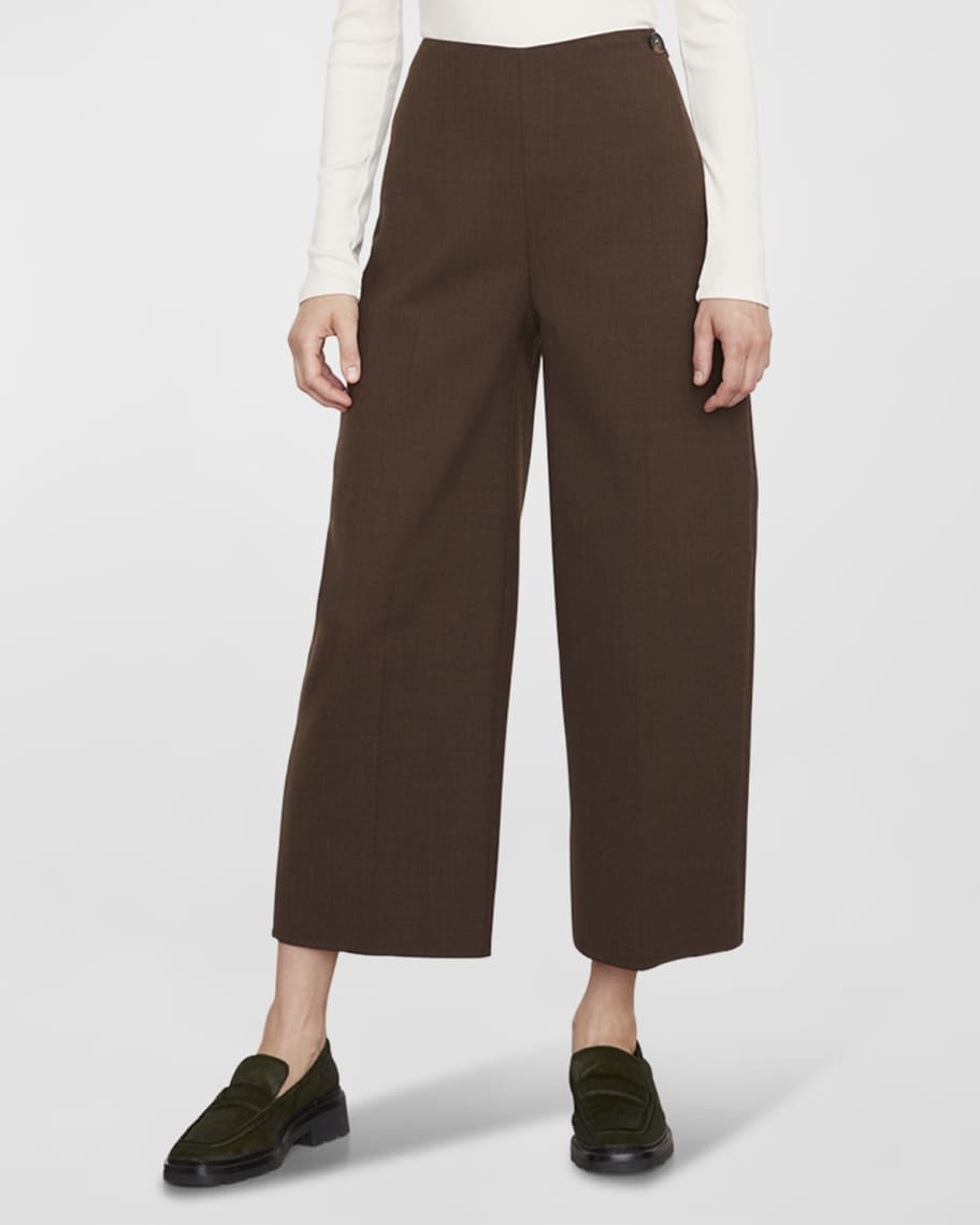 Vince Wool-Blend Cropped Wide-Leg Pants | Neiman Marcus