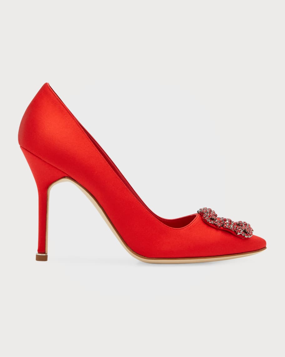 Manolo Blahnik Hangisi 105mm Crystal-Buckle Pumps | Neiman Marcus
