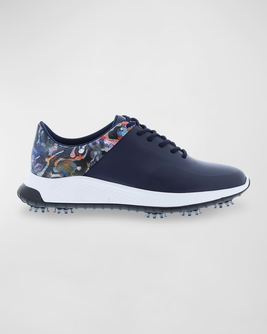 Robert Graham Men's Devers Leather Golf Sneakers w/ Spikes | Neiman Marcus