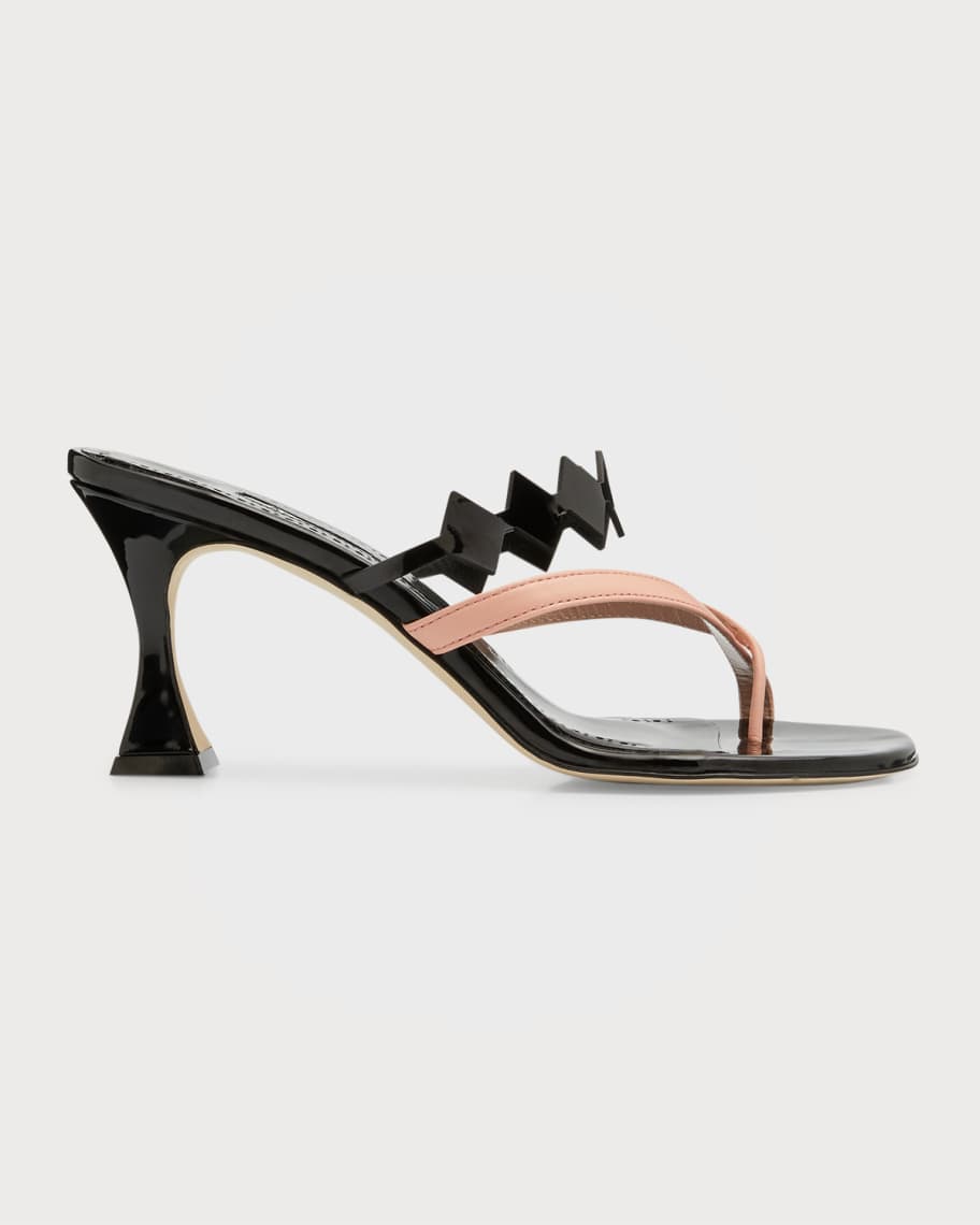 Manolo Blahnik Sulafahi Bicolor Slide Sandals | Neiman Marcus