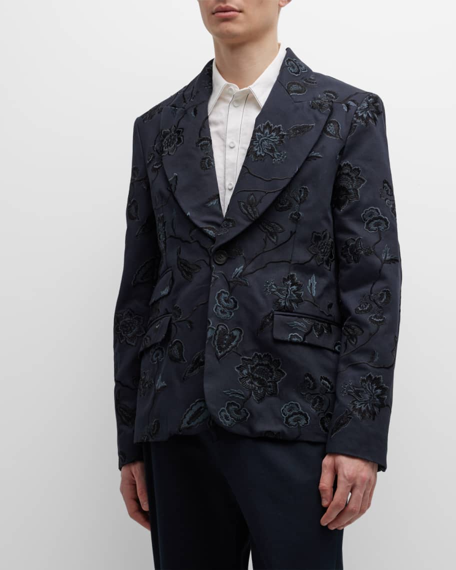 Erdem Men's Edward Floral Embroidered Sport Coat | Neiman Marcus