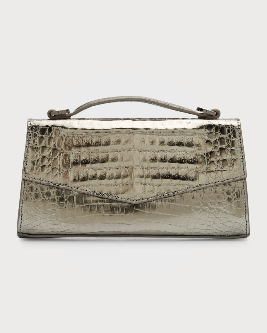 Maria Oliver Alice Metallic Crocodile Top-Handle Bag | Neiman Marcus