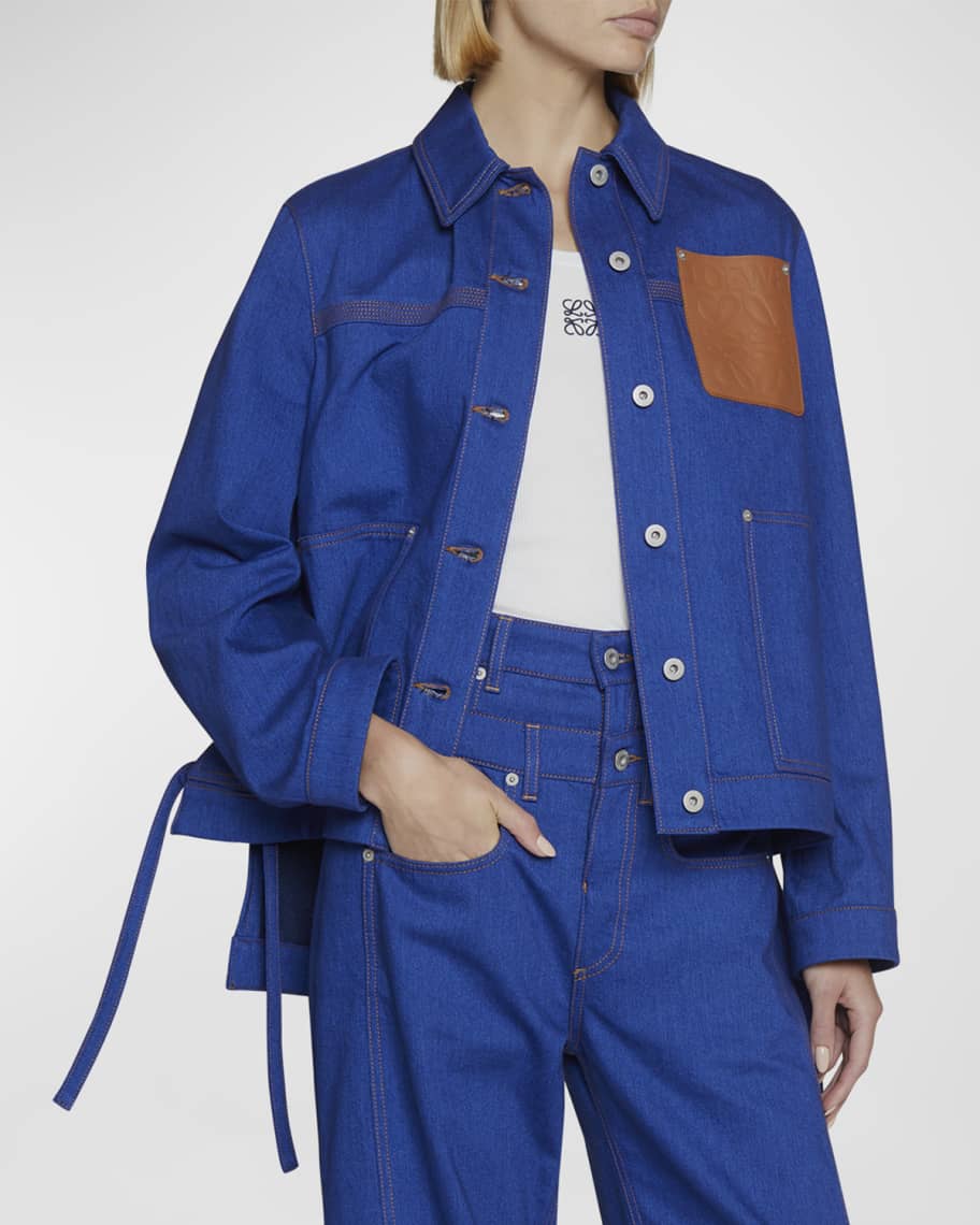 Loewe Anagram Pocket Denim Workwear Jacket | Neiman Marcus