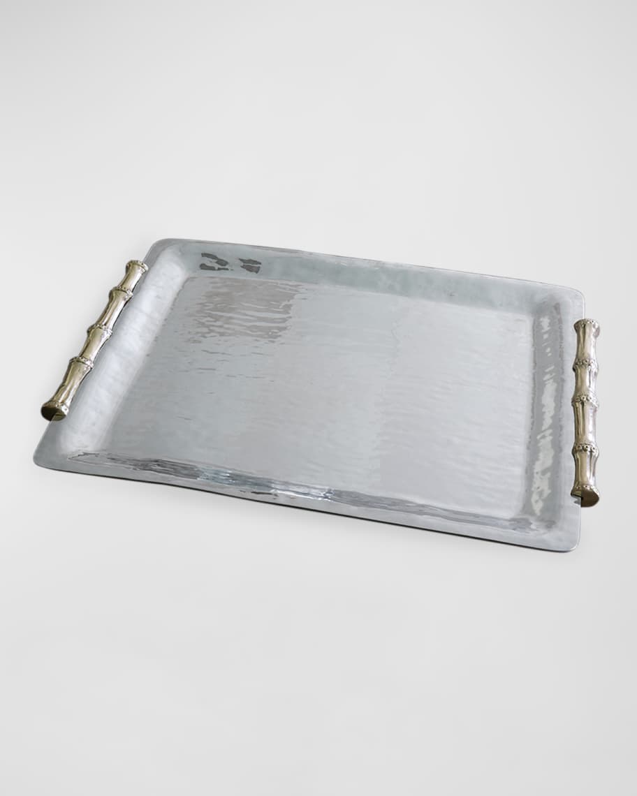 Beatriz Ball GARDEN Bamboo Medium Rectangular Tray with Golden Handles | Neiman Marcus