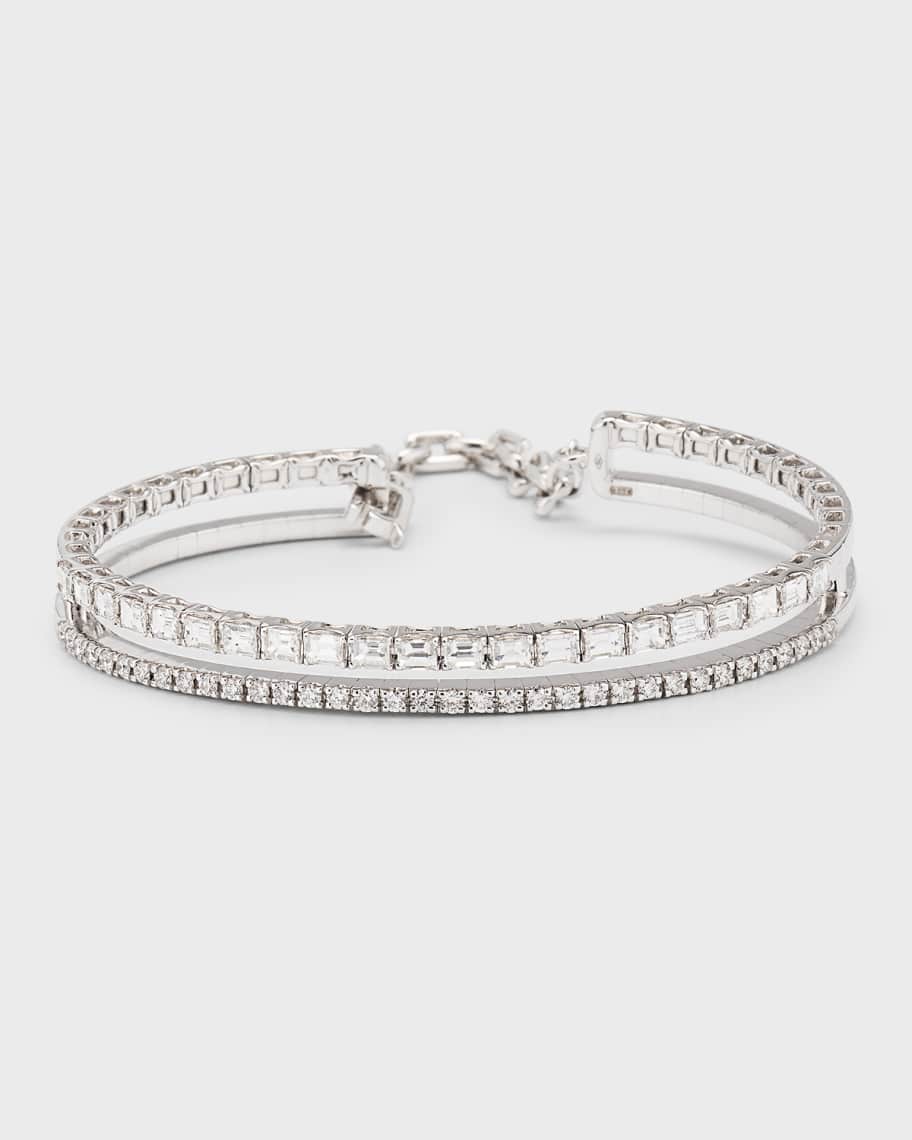ZYDO 18K White Gold Rigid Bracelet with Diamonds | Neiman Marcus