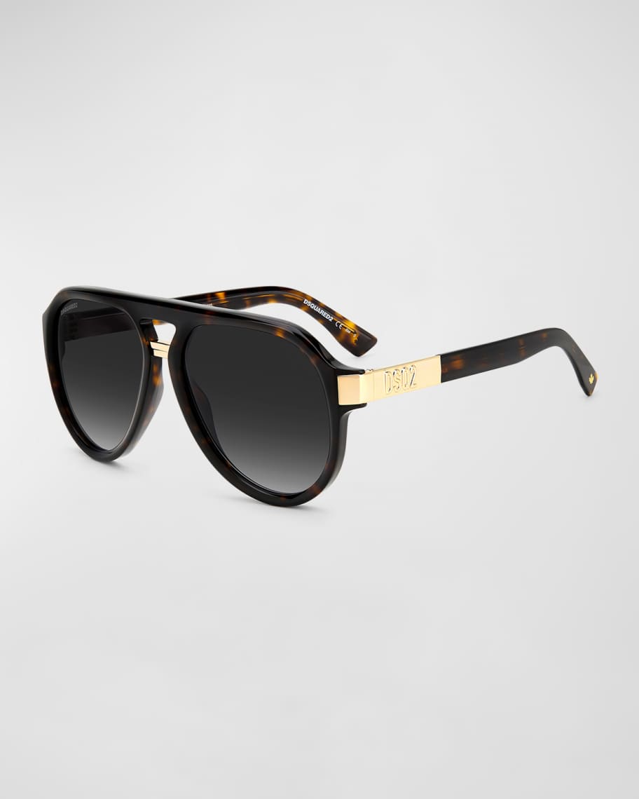 Dsquared2 Men's Double-Bridge Logo Aviator Sunglasses | Neiman Marcus