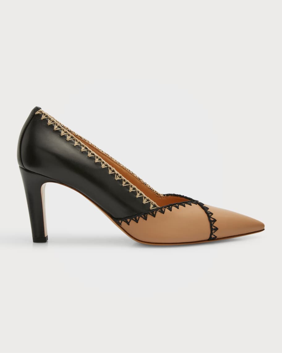 Gabriela Hearst Aster Bicolor Stitch Pumps | Neiman Marcus