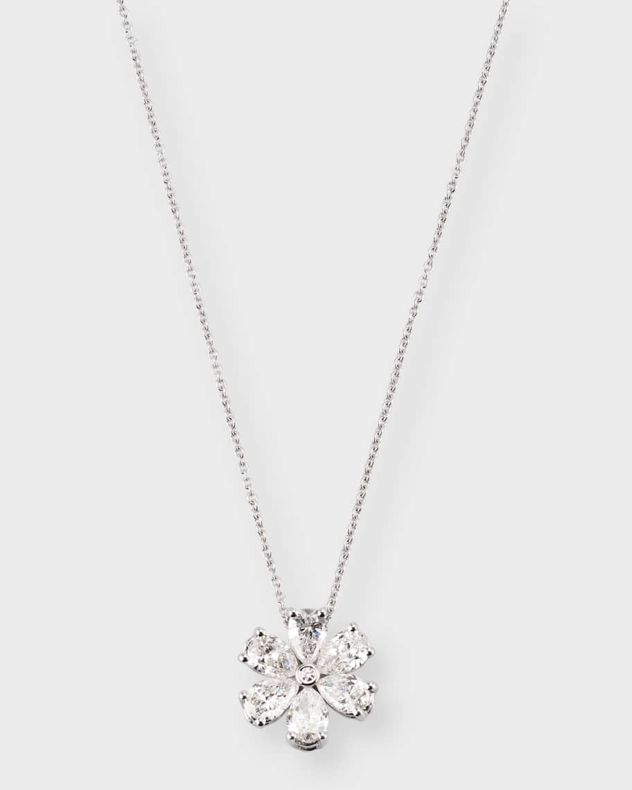 ZYDO 18k White Gold Diamond Flower Pendant Necklace | Neiman Marcus