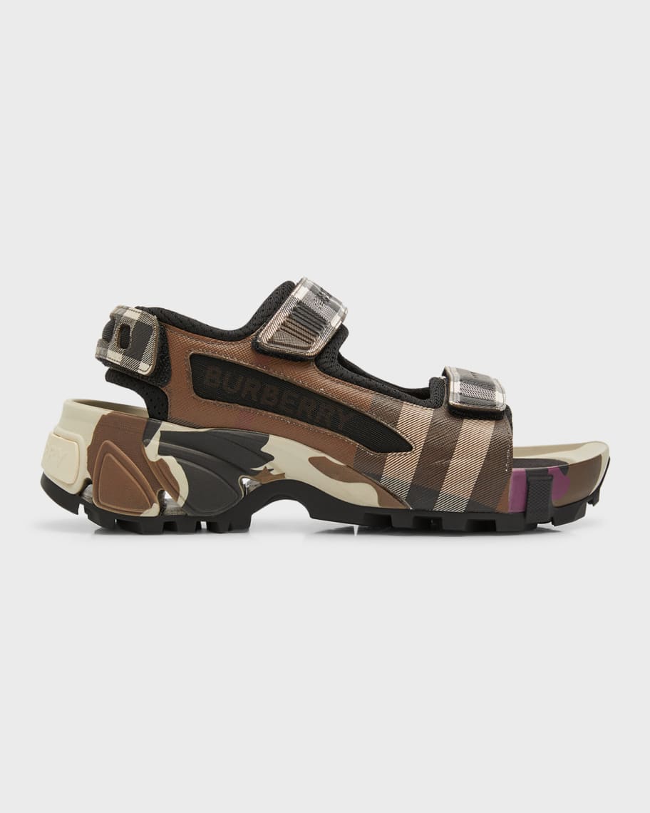 Burberry Arthur Printed Grip Sporty Sandals | Neiman Marcus