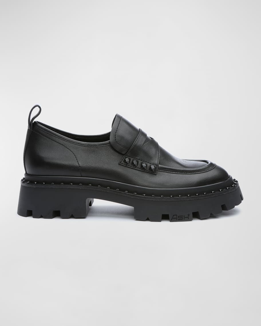 Ash Genial Bis Leather Stud Penny Loafers | Neiman Marcus