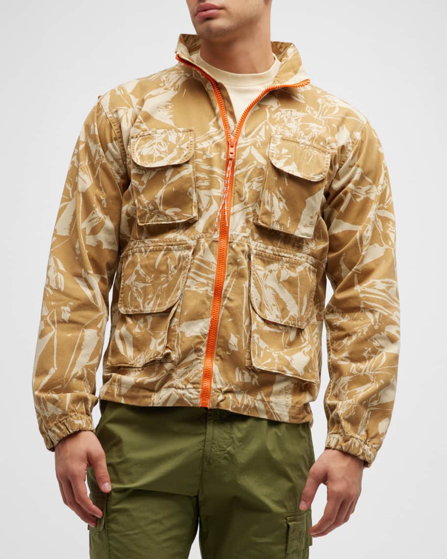 Aries Men's Crinkled Camo Cargo Jacket | Neiman Marcus