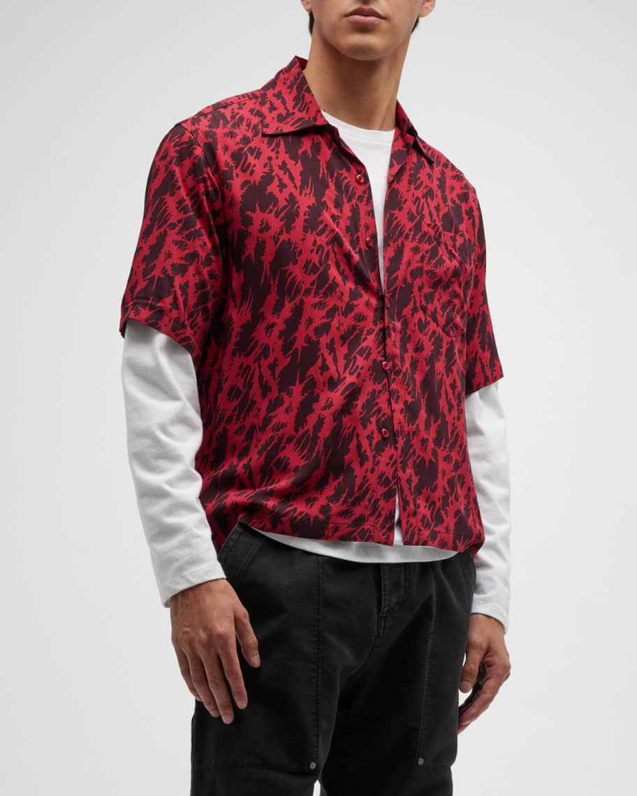 Aries Men's Abstract Metal Hawaiian Shirt | Neiman Marcus