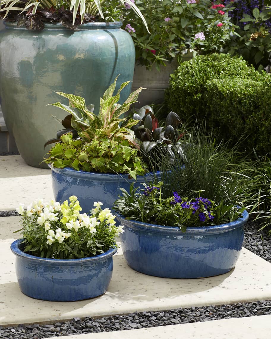 Emissary Trading Shallow Ceramic Lip Planters, Set of 3 | Neiman Marcus