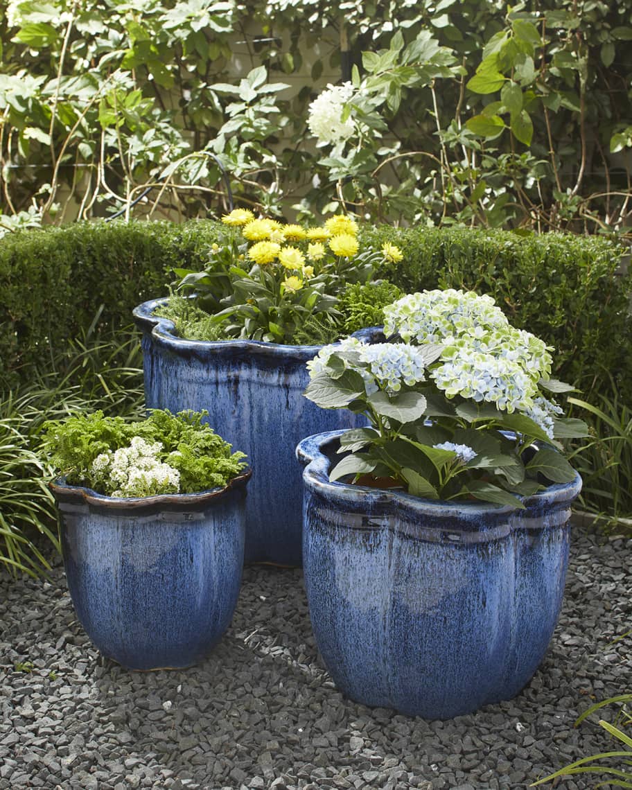 Emissary Trading Scalloped Ceramic Planters, Set of 3 | Neiman Marcus