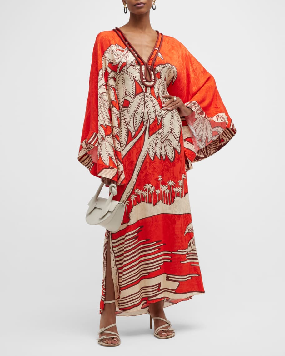 Johanna Ortiz Africa Oriental Kimono-Sleeve Maxi Tunic Dress | Neiman ...