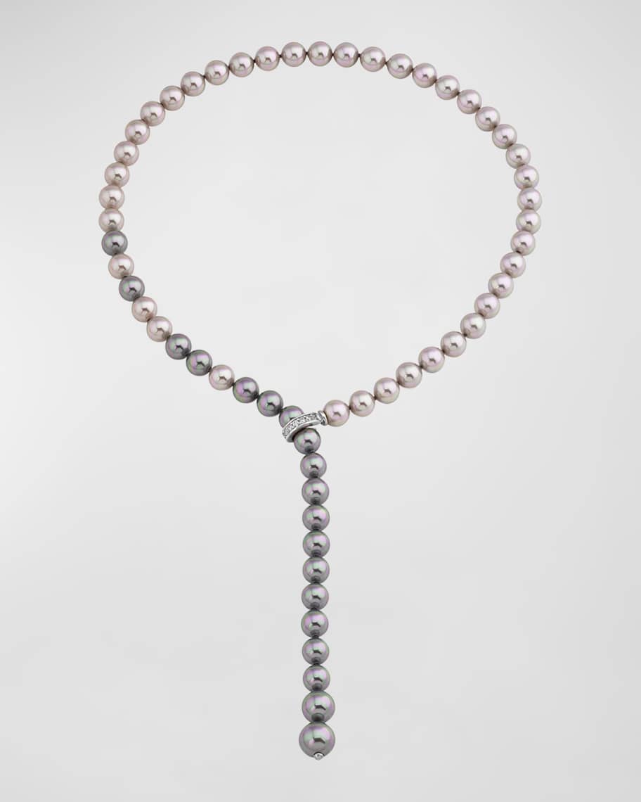 Majorica Diana Two-Tone Pearl Y-Necklace with Cubic Zirconia Clasp ...