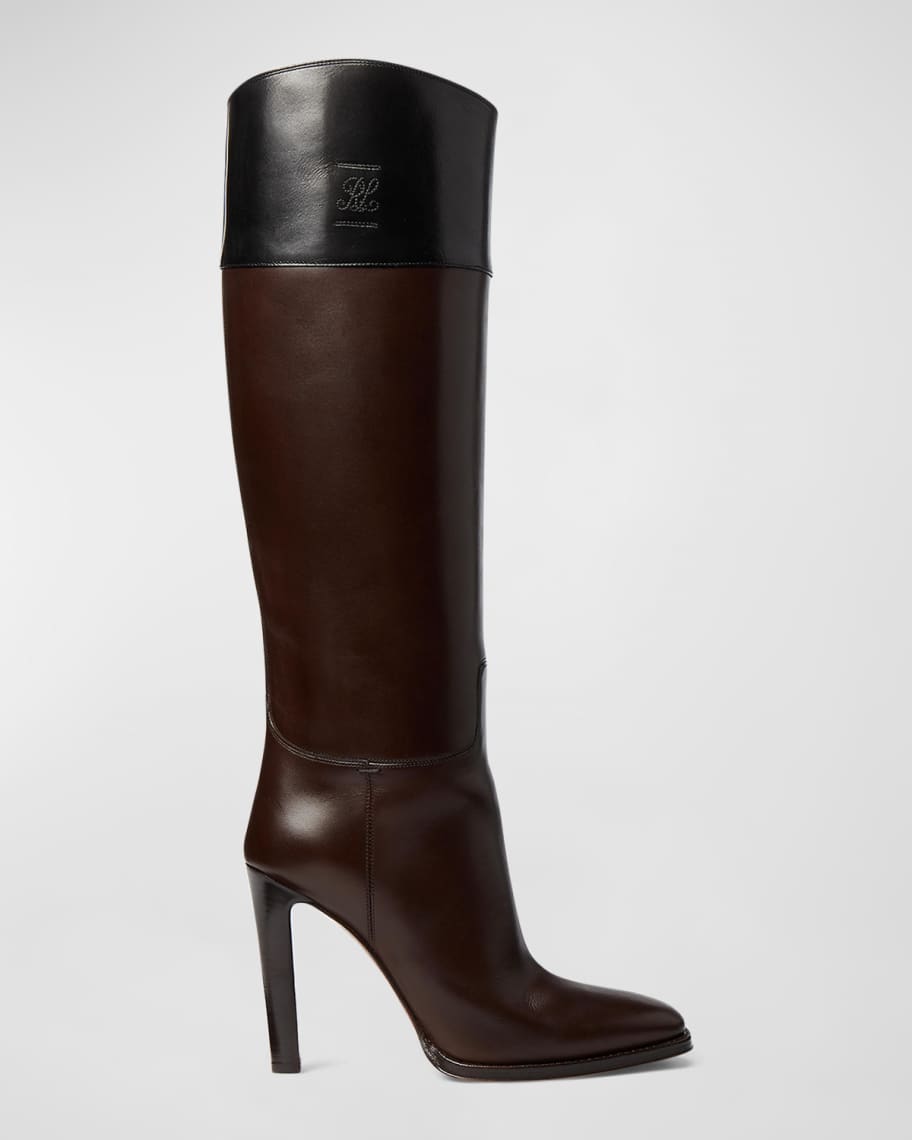 Ralph Lauren Collection Reese Bicolor Square-Toe Stiletto Boots ...