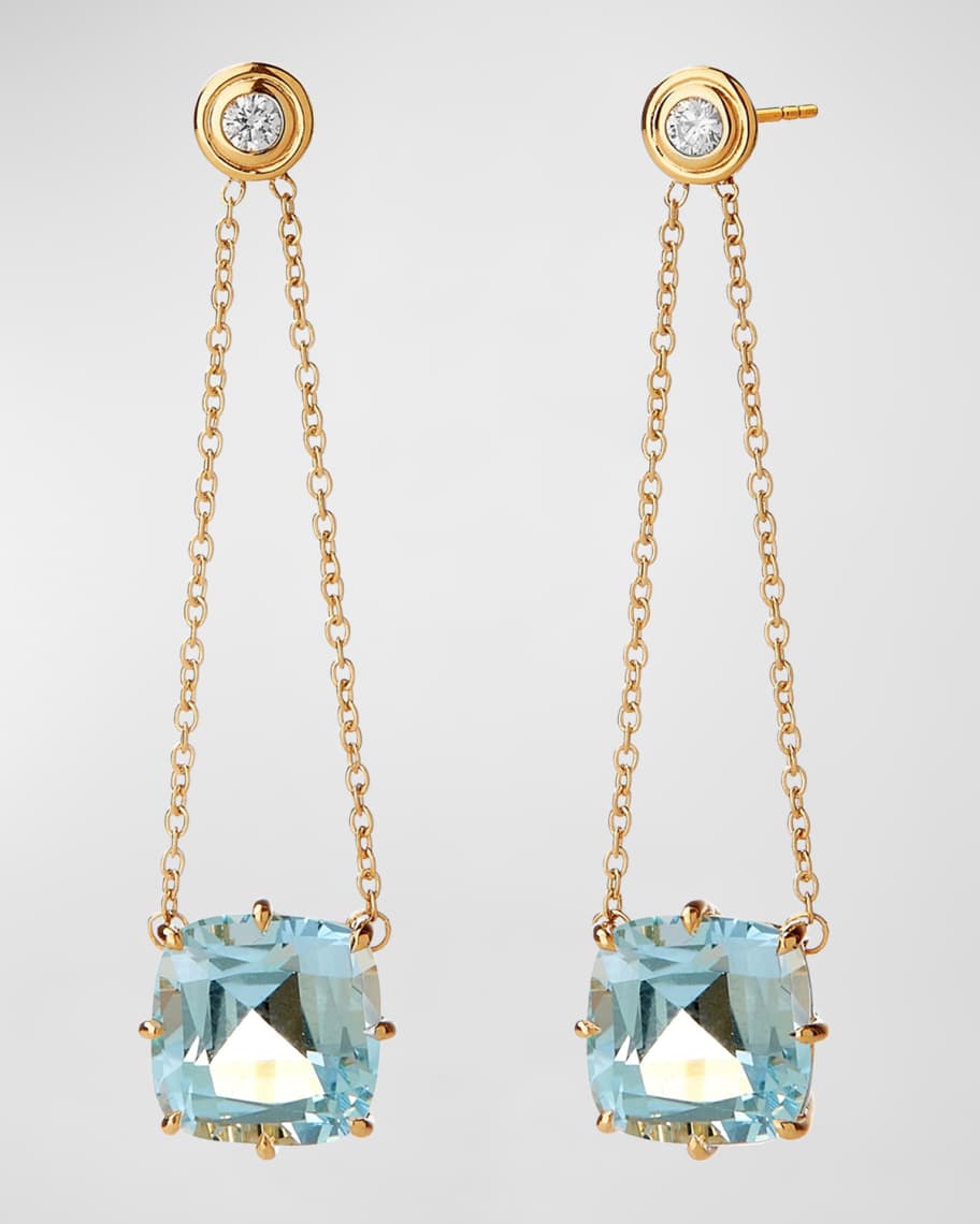 Syna Blue Topaz Mogul Chain Earrings | Neiman Marcus