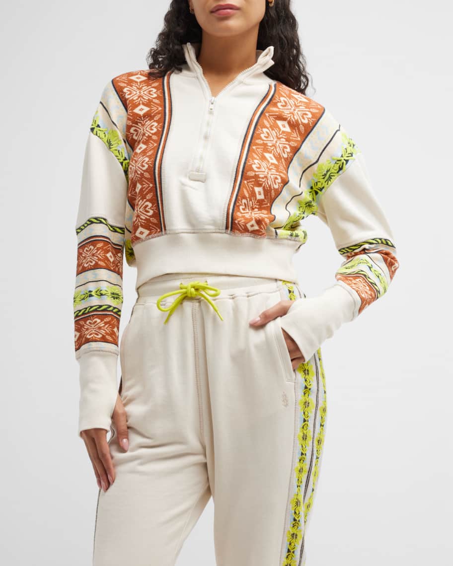 FP Movement Winter Frost Quarter-Zip Cropped Sweatshirt | Neiman Marcus