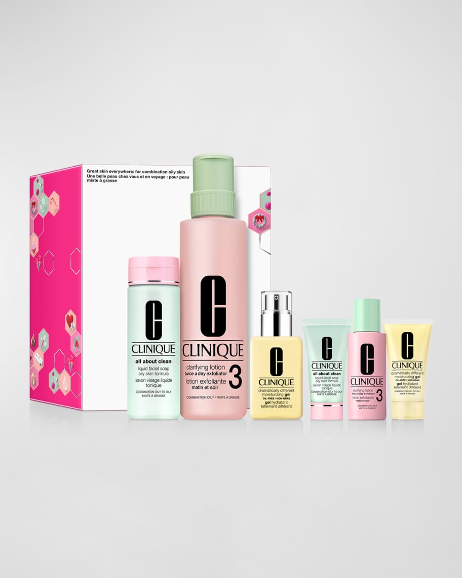 Clinique Great Skin Everywhere Skincare Set: For Combination Oily Skin ...