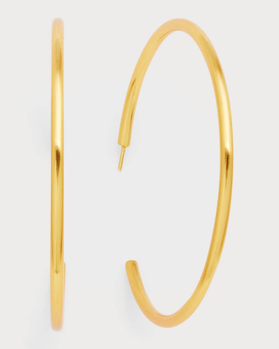 NEST Jewelry 24K Gold-Plated Skinny Hoop Earrings | Neiman Marcus