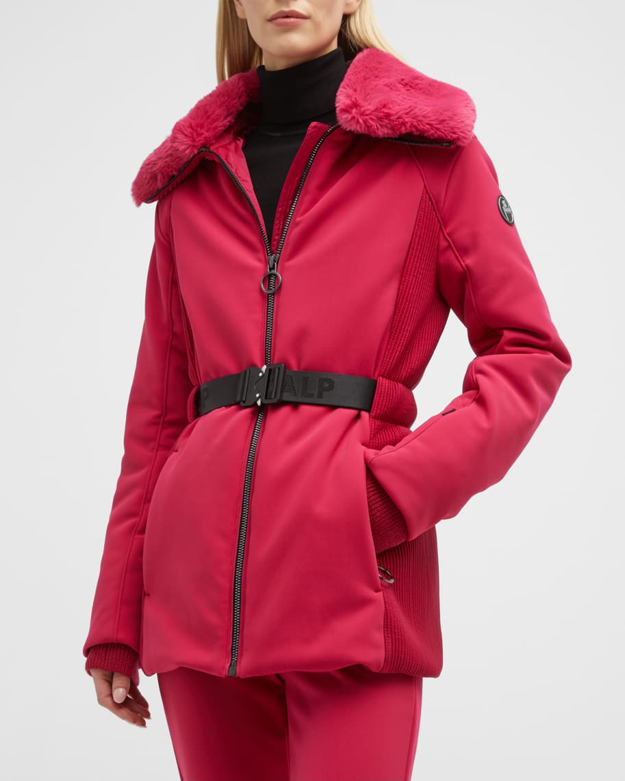FUSALP Clea Belted Ski Jacket w/ Faux Fur Trim | Neiman Marcus