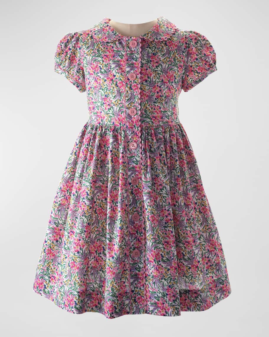 Rachel Riley Girl's Collared Floral-Print Dress, Size 3T-10 | Neiman Marcus