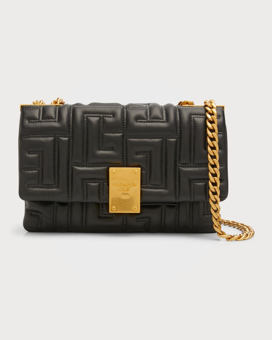 Balmain 1945 Soft Small Shoulder Bag in Monogram Quilted Leather ...