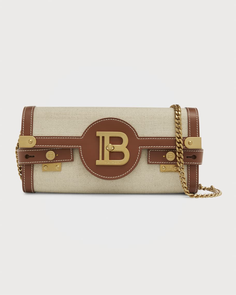 Balmain BBuzz 23 Wallet on a Chain in Canvas and Leather | Neiman Marcus
