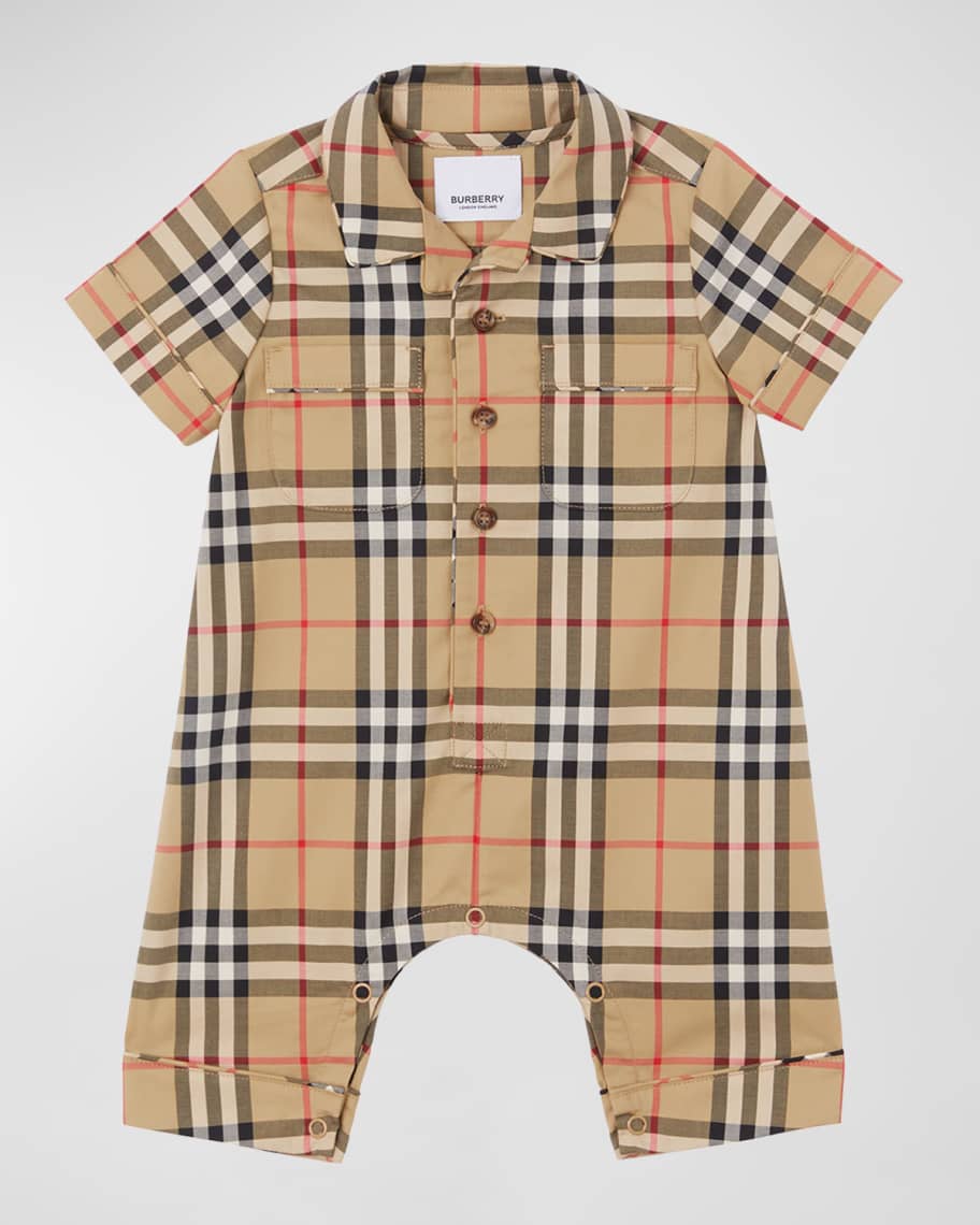 Burberry Kid's Andreas Check-Print Coverall, Size Newborn-18M | Neiman ...