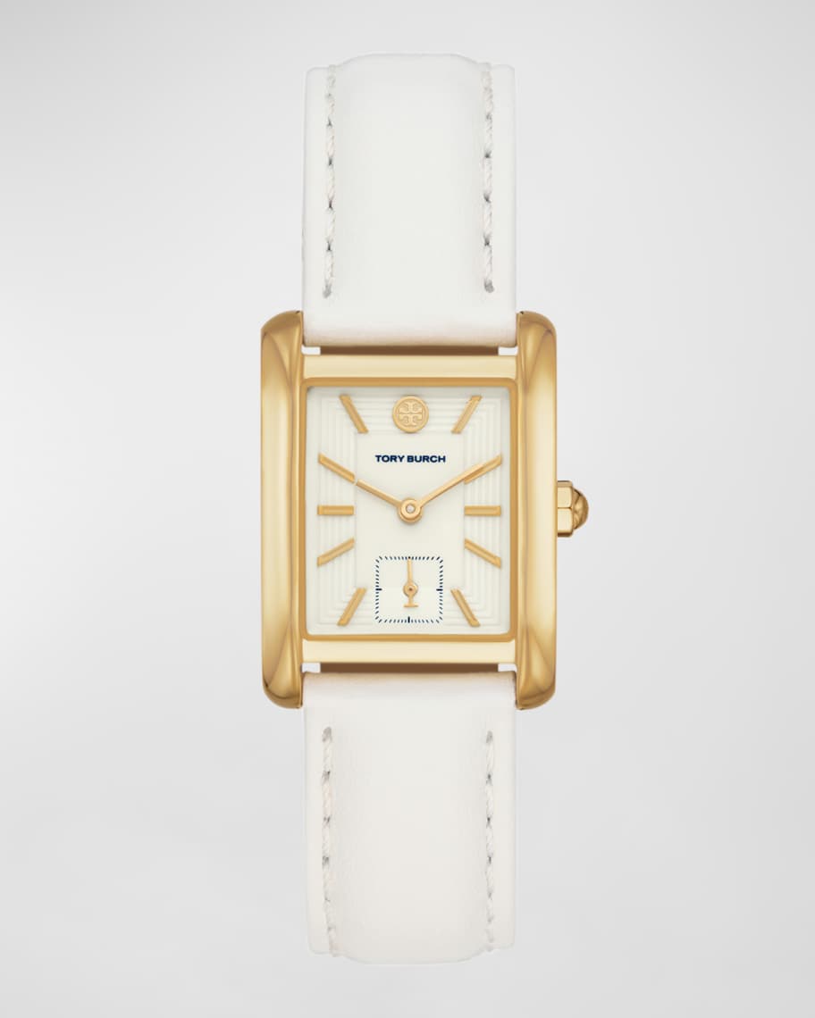 Tory Burch The Eleanor Watch with Ivory Leather Strap | Neiman Marcus