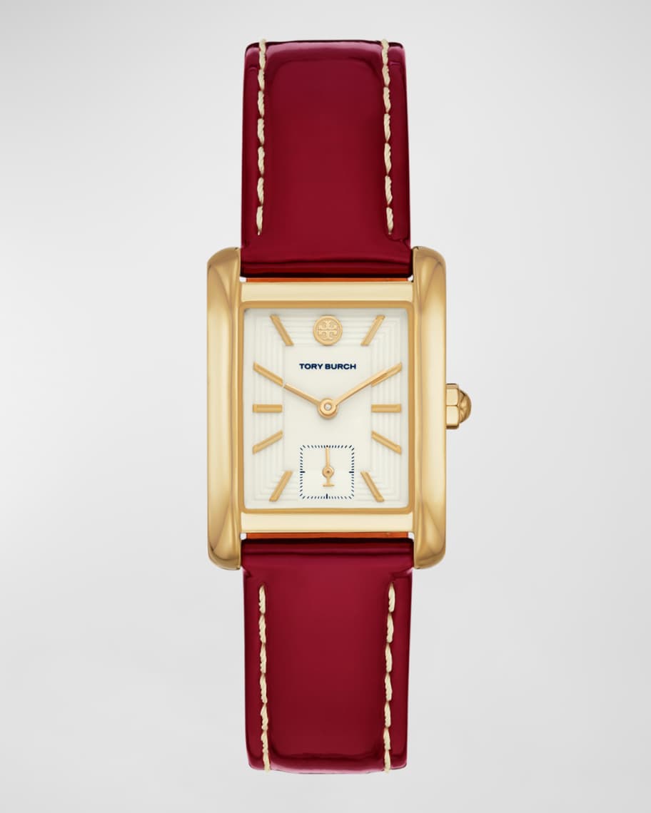 Tory Burch The Eleanor Watch with Red Patent Leather Strap | Neiman Marcus