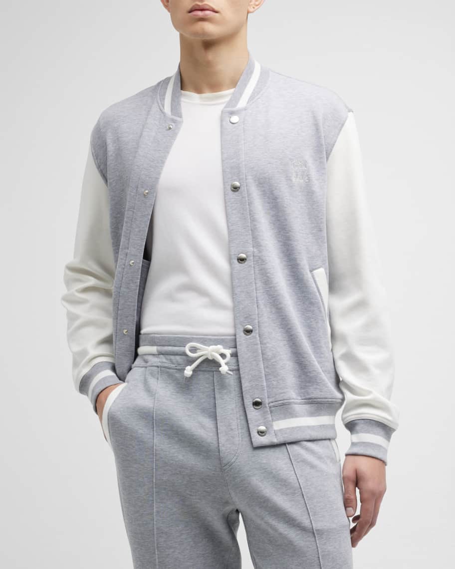 Brunello Cucinelli Men's Snap-Front Baseball Jacket | Neiman Marcus