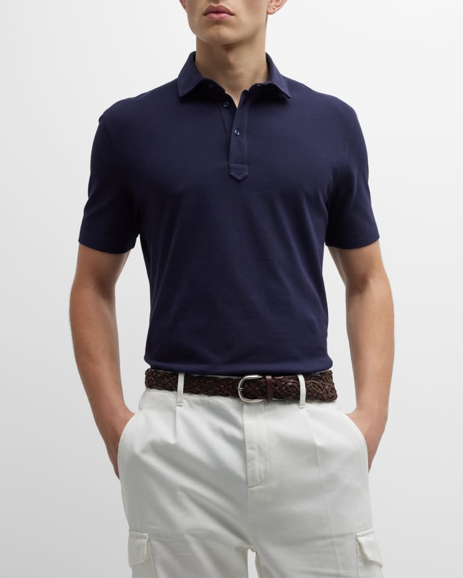 Brunello Cucinelli Men's Cotton Pique Polo Shirt | Neiman Marcus