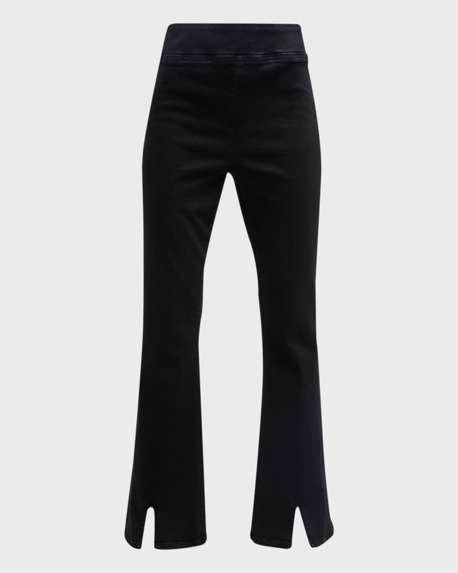 FRAME Jet Set Flared Front-Slit Jeans | Neiman Marcus